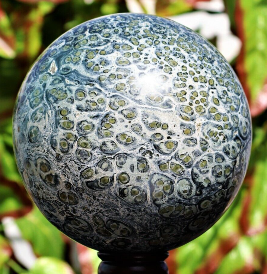 180MM Green Kambaba Jasper Ball Crystal Healing Chakra Balancing ...