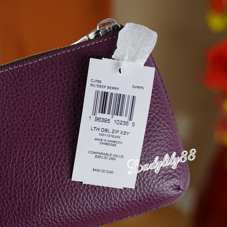 NWT Coach CJ789 CJ790 Double Zip Crossbody in Refine Pebble Leather ...