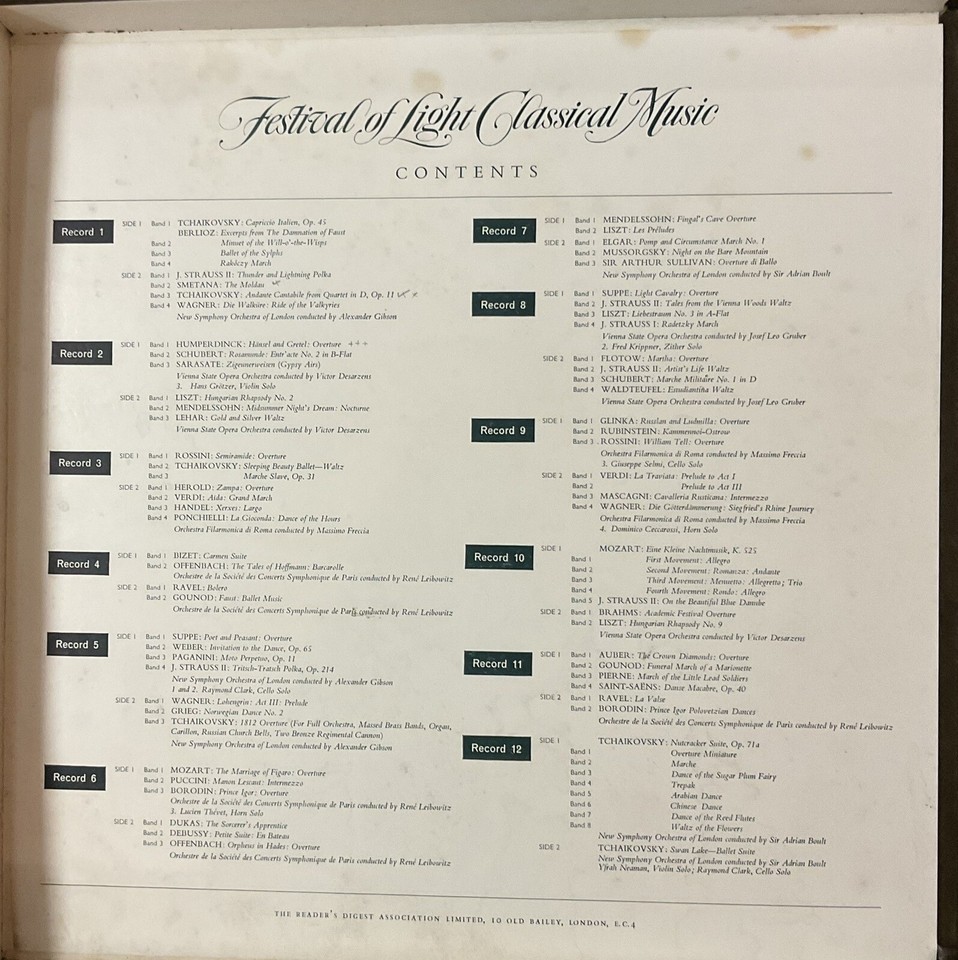 Festival Of Light Classical Music - 12 LP Vinyl Record Box Set, Readers ...