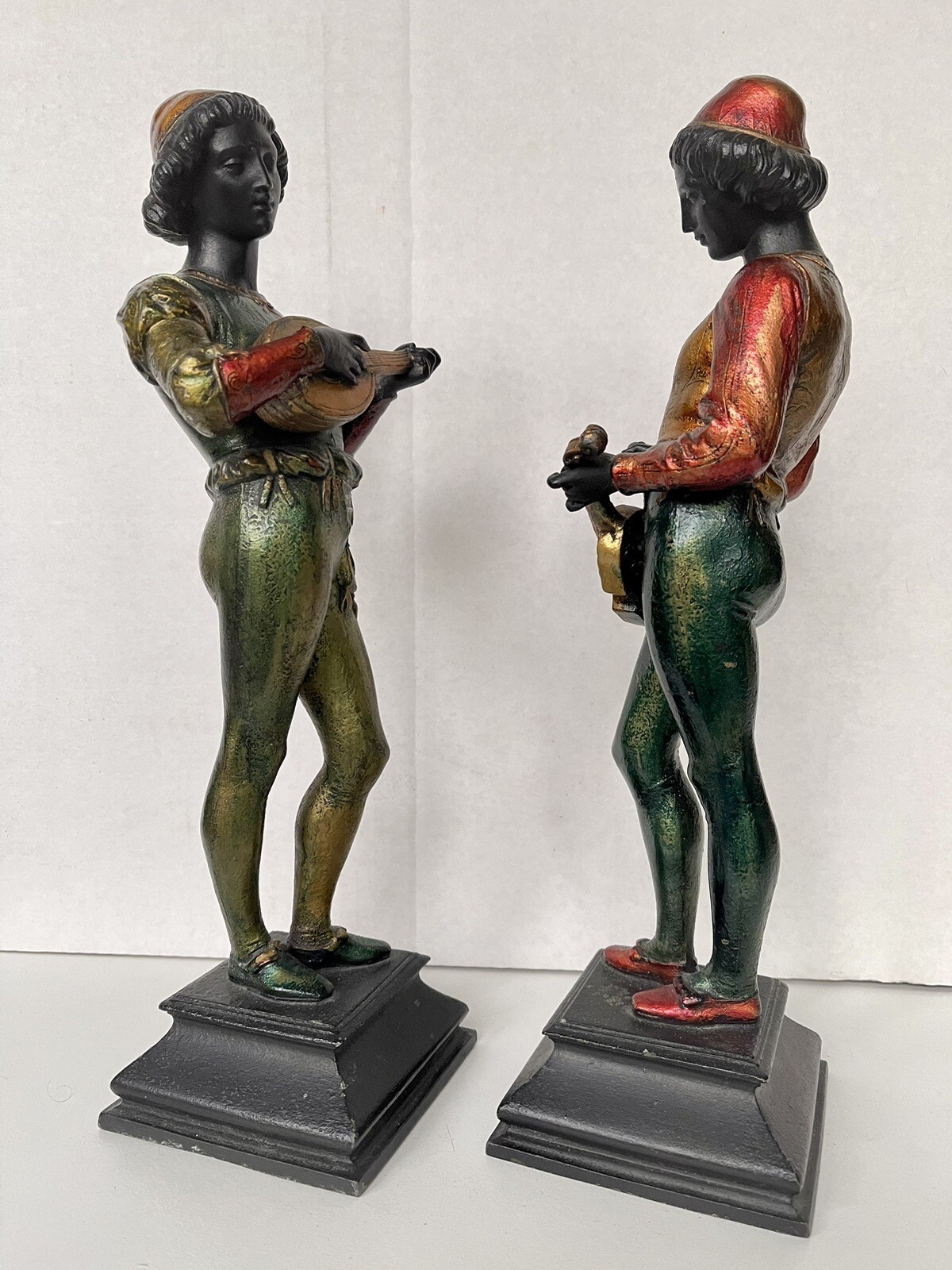 Pair Of Renaissance Metal Musicians Sculpture/s. Man. Male. Musical ...