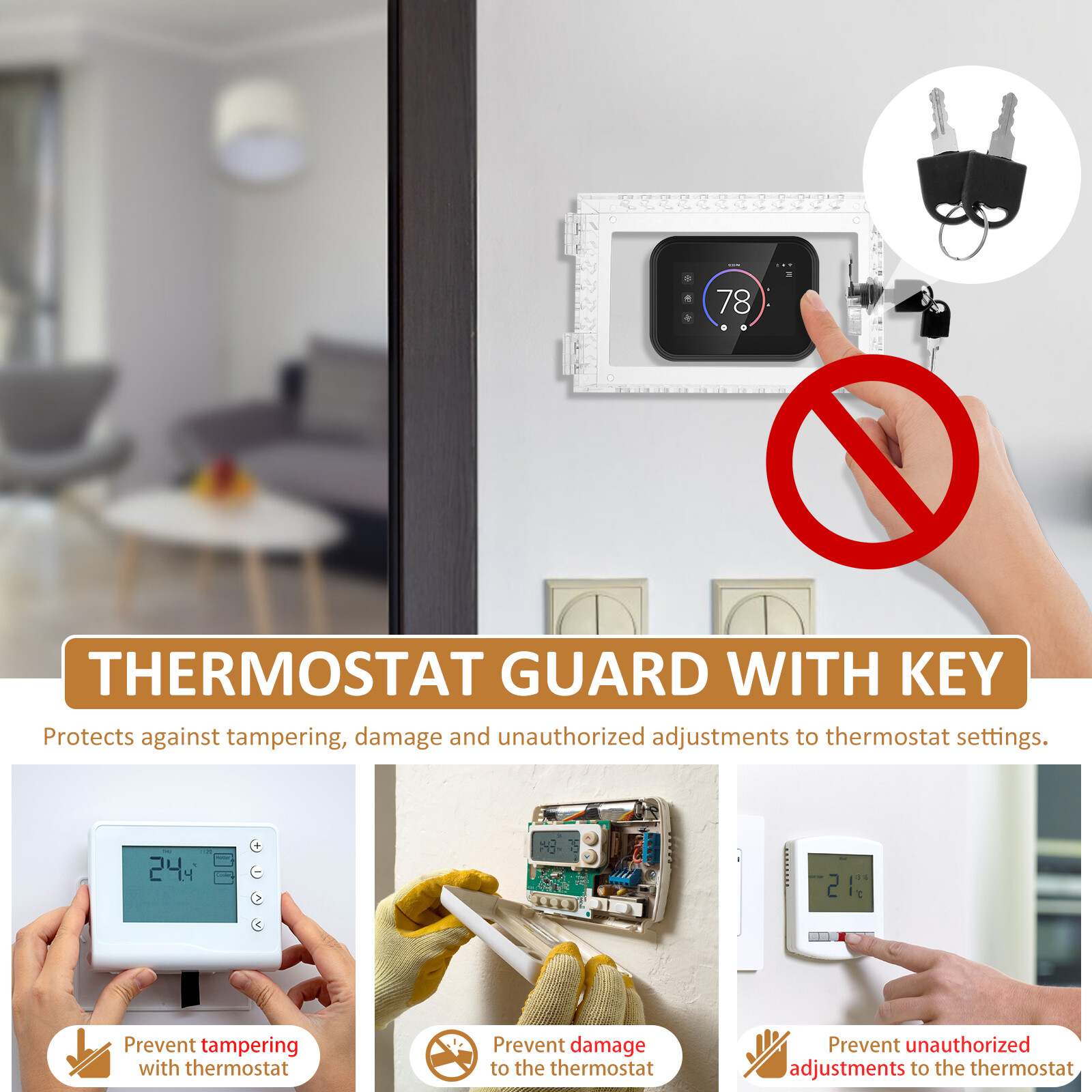 Thermostat Box with Lock Clear Acrylic Thermostat Guard Box Wall ...