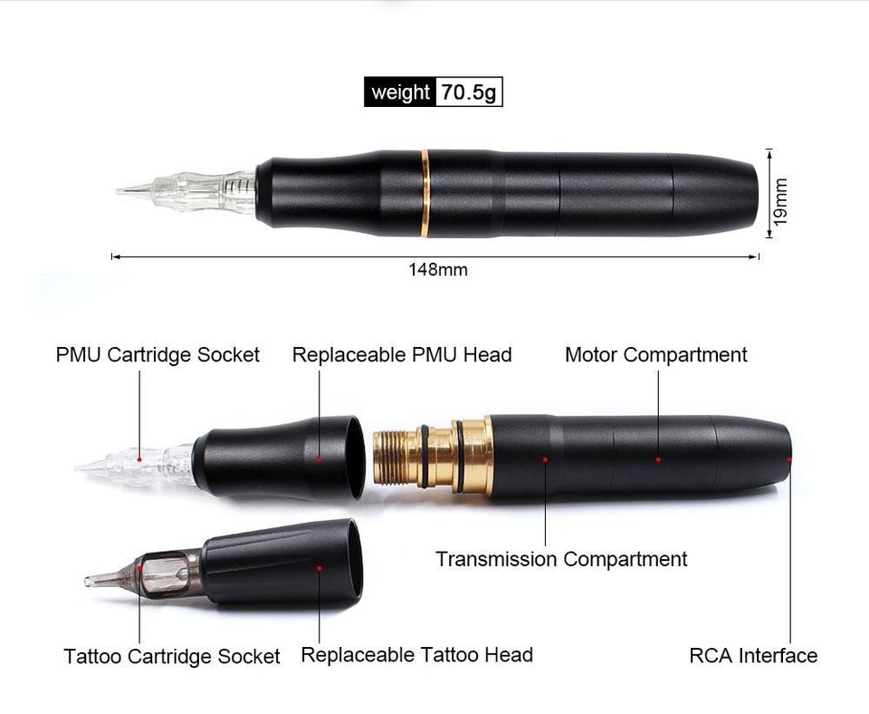 Professional Permanent Makeup Tattoo Machine Kit 2 Heads Microblading ...