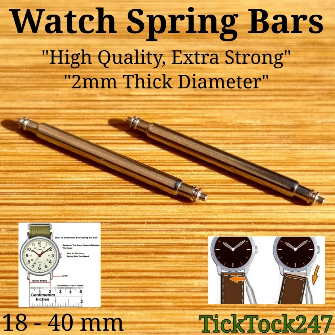 2MM EXTRA THICK HEAVY DUTY HIGH QUALITY SPRING BARS/PINS (UNIVERSAL) 18 ...