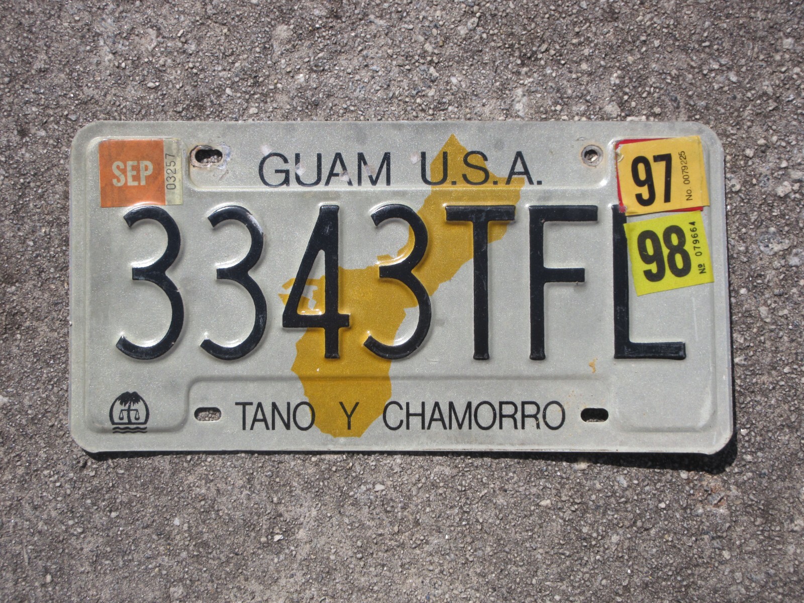 1998 Guam USA License Plate 3343 TFL USA Tano Y Chamorro 2001 Territory ...