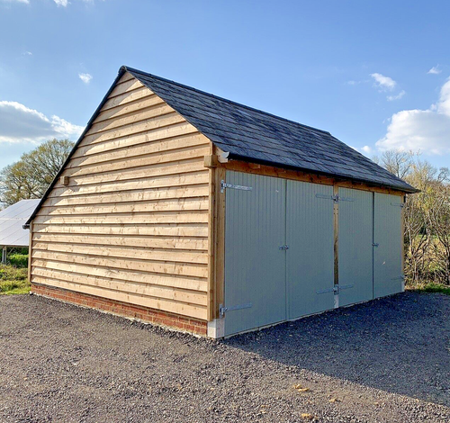 Full Oak Frame Two Bay Garage, Catslide Gable Eaves | 5.8m x 4.95m ...