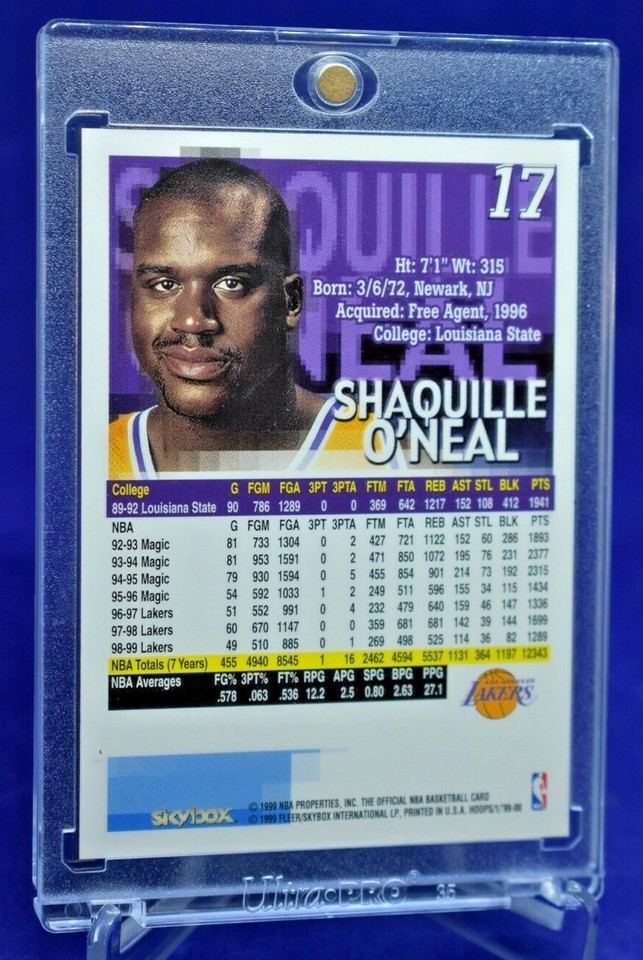 SHAQUILLE O'NEAL NBA HOOPS DUNK SHOT ABOVE THE RIM LAKERS HOF | eBay