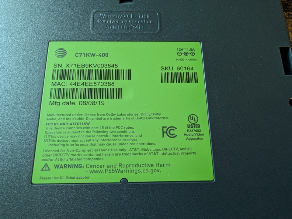 AT&T C71KW-400 DirecTV Now Osprey Android TV OTT Box Streaming Player ...