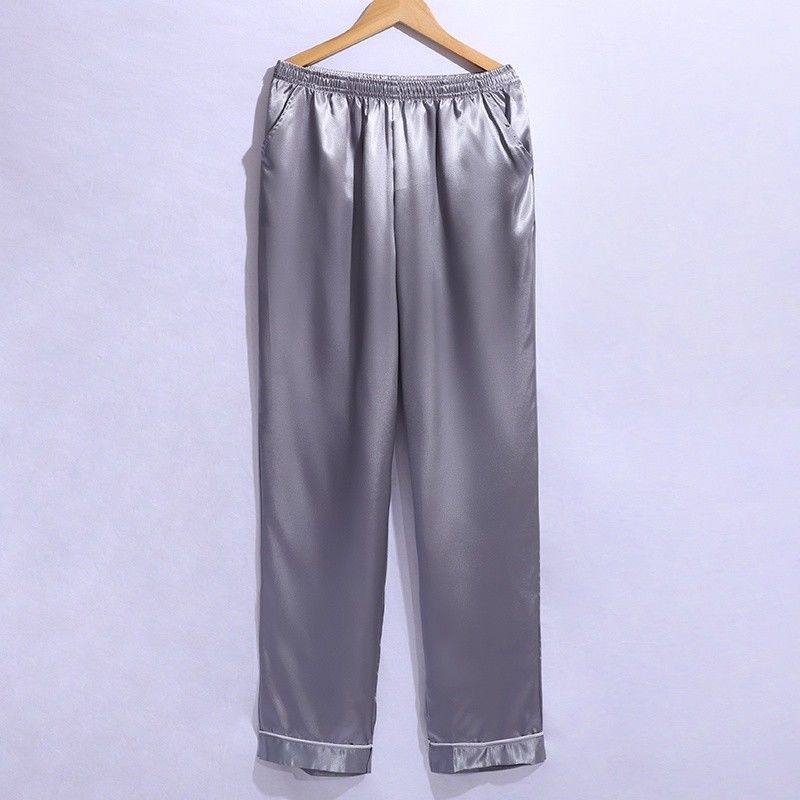Men Satin Trousers Pants Pajama Bottom Faux Silk Sleepwear Lounge ...