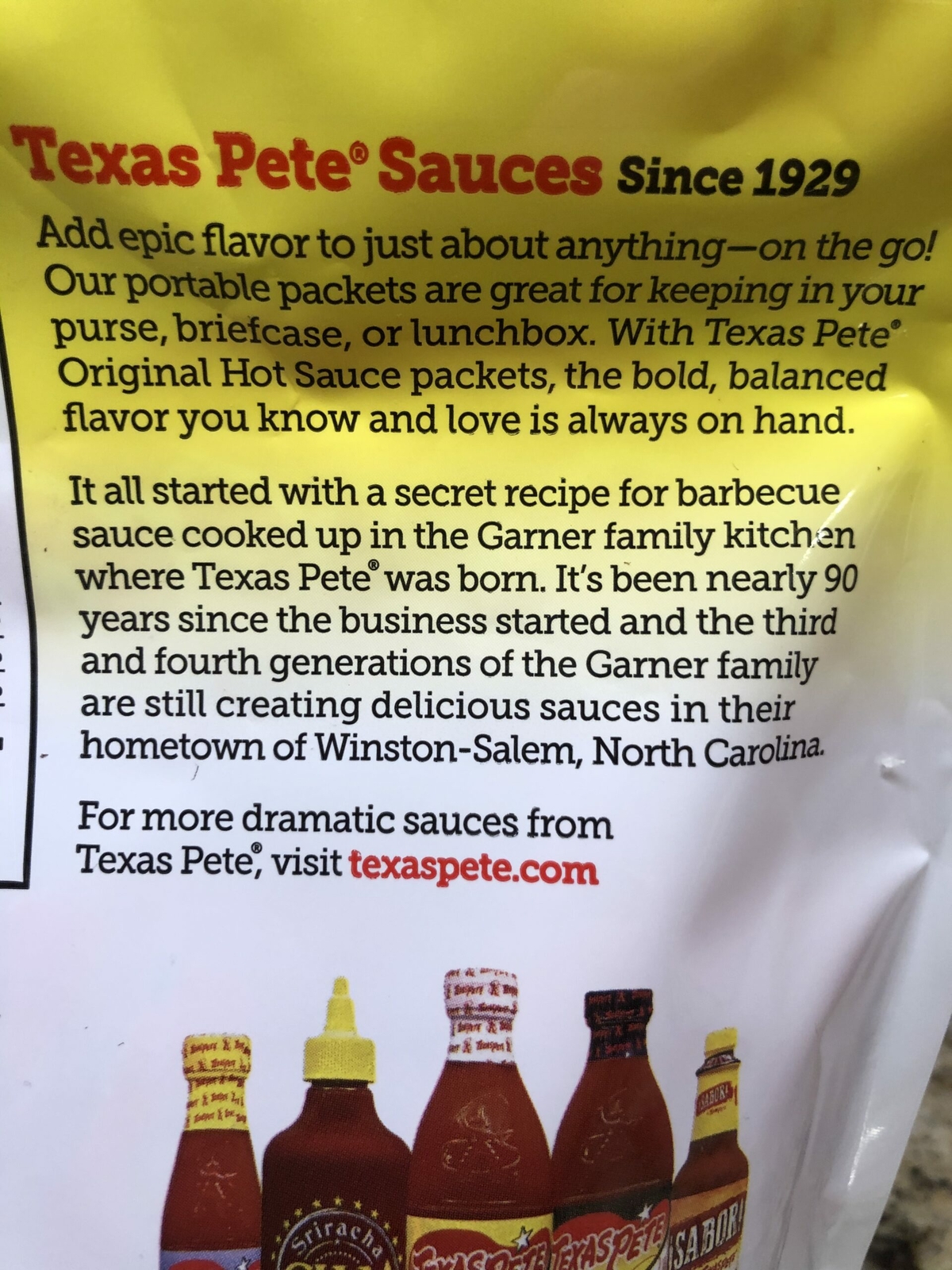 Texas Pete Hot Sauce On the Go Packets 24 Packs Pepper Wing Tabasco ...
