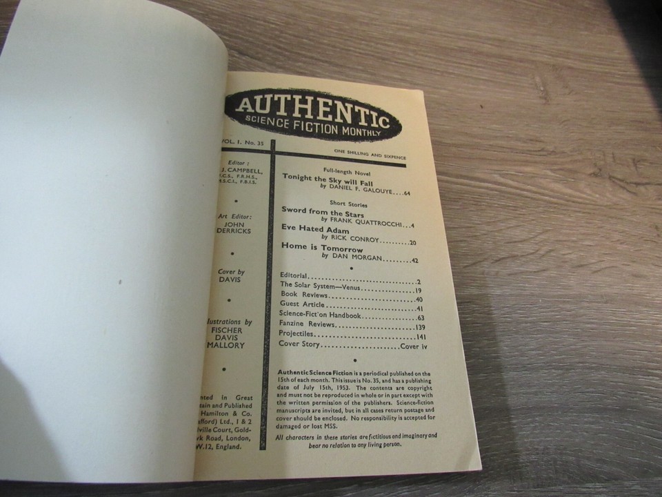 AUTHENTIC SCIENCE FICTION MONTHLY #35 7/53 BRITISH PULP DIGEST MAGAZINE ...