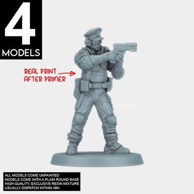 POLICE COP SET Cyberpunk: Sci-Fi, Shadowrun, Resin 3D Miniature 28mm ...