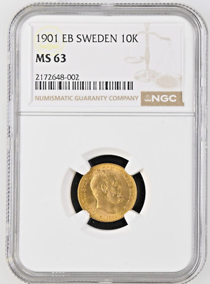 MS63 NGC Verified 1901 Swedish Gold Coin 10 Kroner | eBay