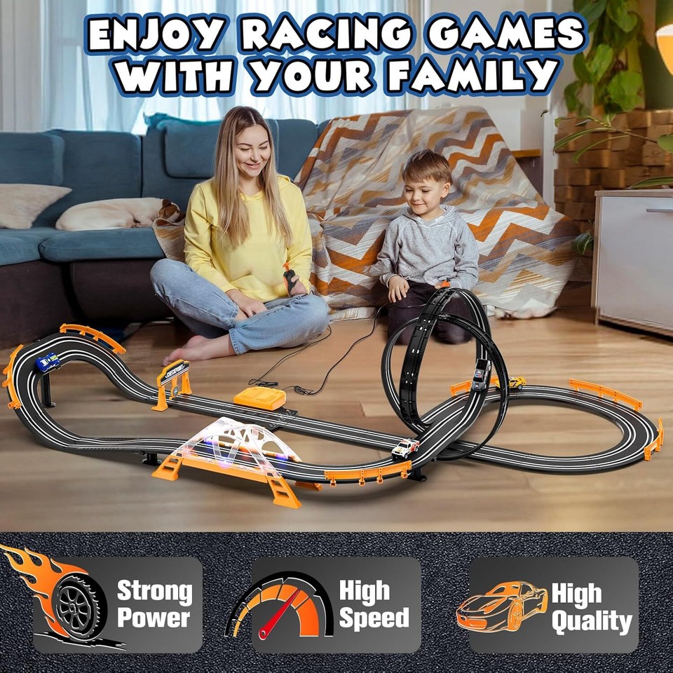 Slot Car Race Track Set Electric Powered Race Track Dual Racing Car ...