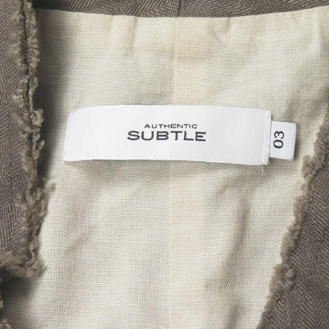 SUBTLE authentic Crew Jacket Linen herringbone no collar jacket 03(L ...