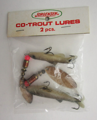 Vintage Jorgensen Co-Trout Lures rubber minnows w/ brass spinners in ...