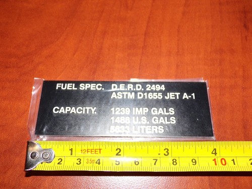 Hawker Beechcraft Aircraft (Metal) Fuel Placard STD-1145-34 | eBay