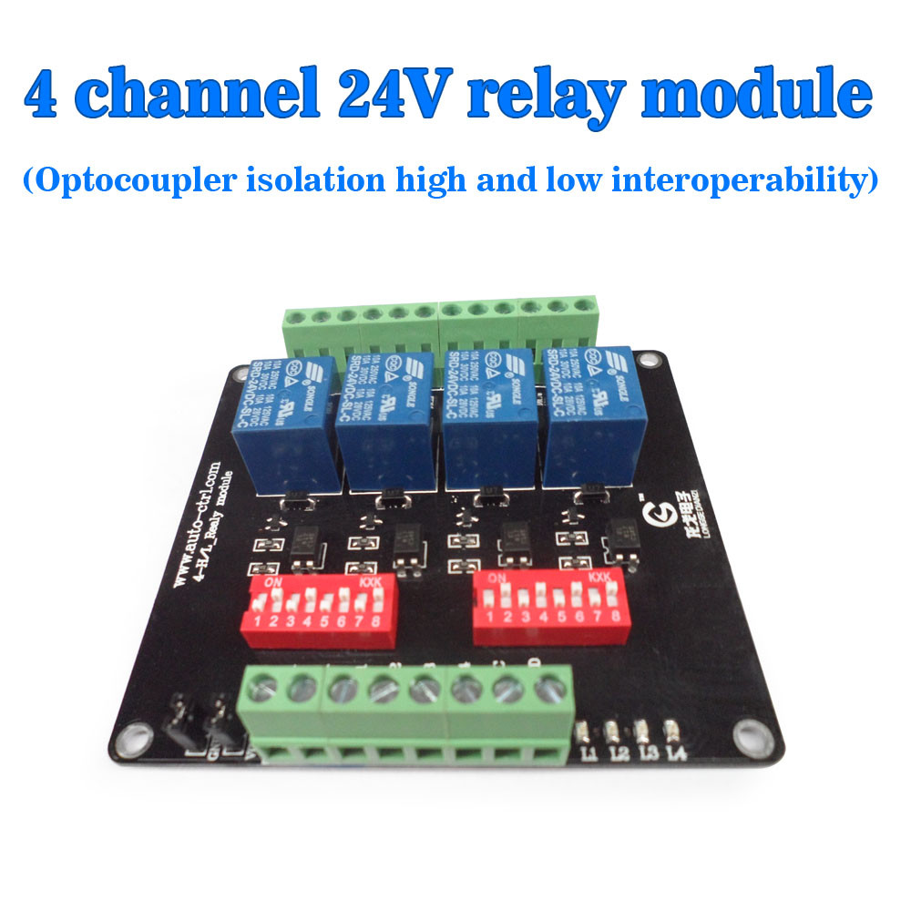 DC 24V 4 Channel Relay Module High / Low Interoperability Relay Module ...