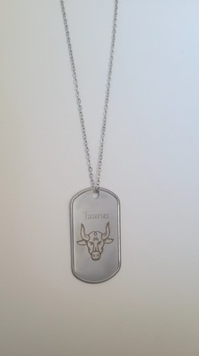Zodiac sign Taurus Engraved stainless steel Dog Tag 20" necklace | eBay
