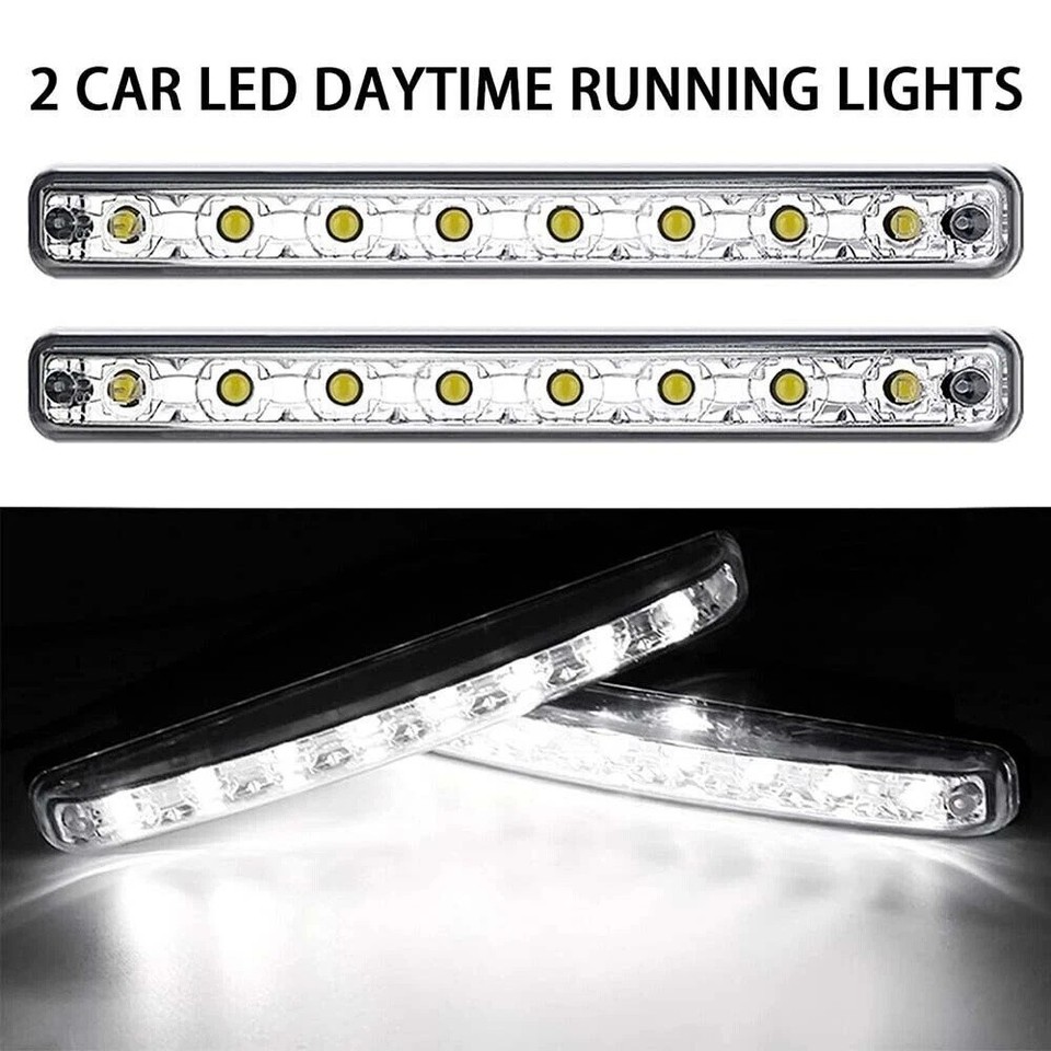 2pcs 8 LED Daytime Driving Lights Car DRL Head Fog Lamps Light Super ...