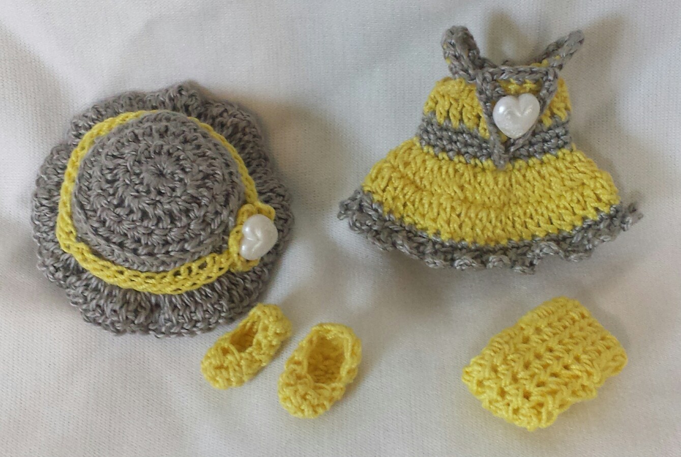 Silver Handmade crochet Kelly doll dress clothes fashion set 4 Barbie ...