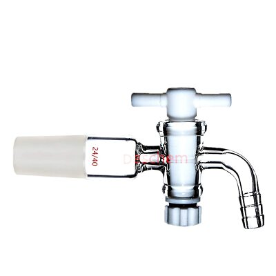 24/40,Glass Vacuum Adapter,Bent Hose Connection,Lab PTFE Stopcock ...