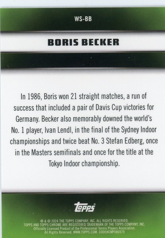 2024 Topps Graphite Aqua /199 Winning Streaks BORIS BECKER #WS-BB! | eBay