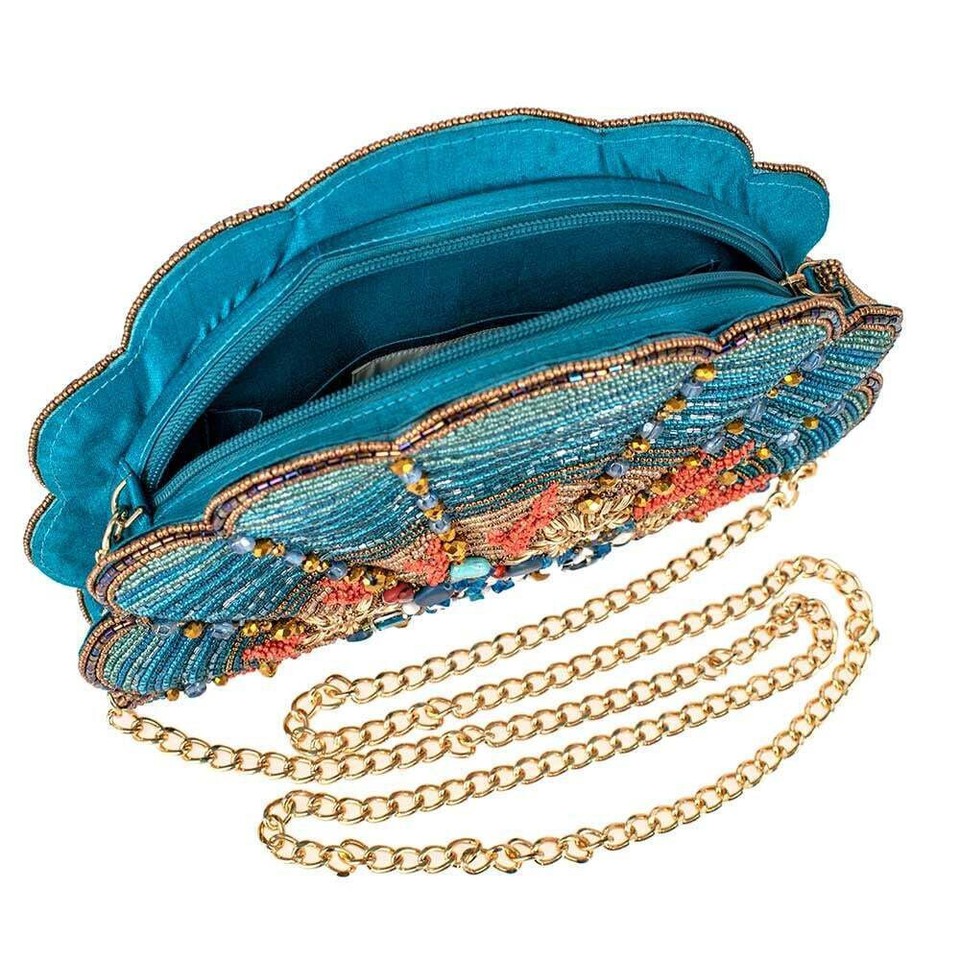 Mary Frances High Tide Hand Beaded Jeweled Coral Blue Ocean Shell ...