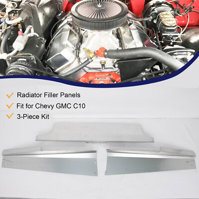 3 Pieces Radiator Filler Panels Kit Smooth Steel for 1969-1972 Chevy ...