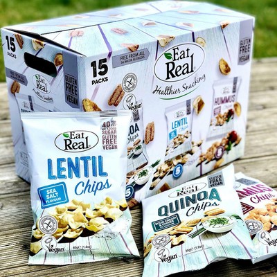 Eat Real Crisps Hummus Lentil Quinoa Flavour Variety Chips Box Pack of ...