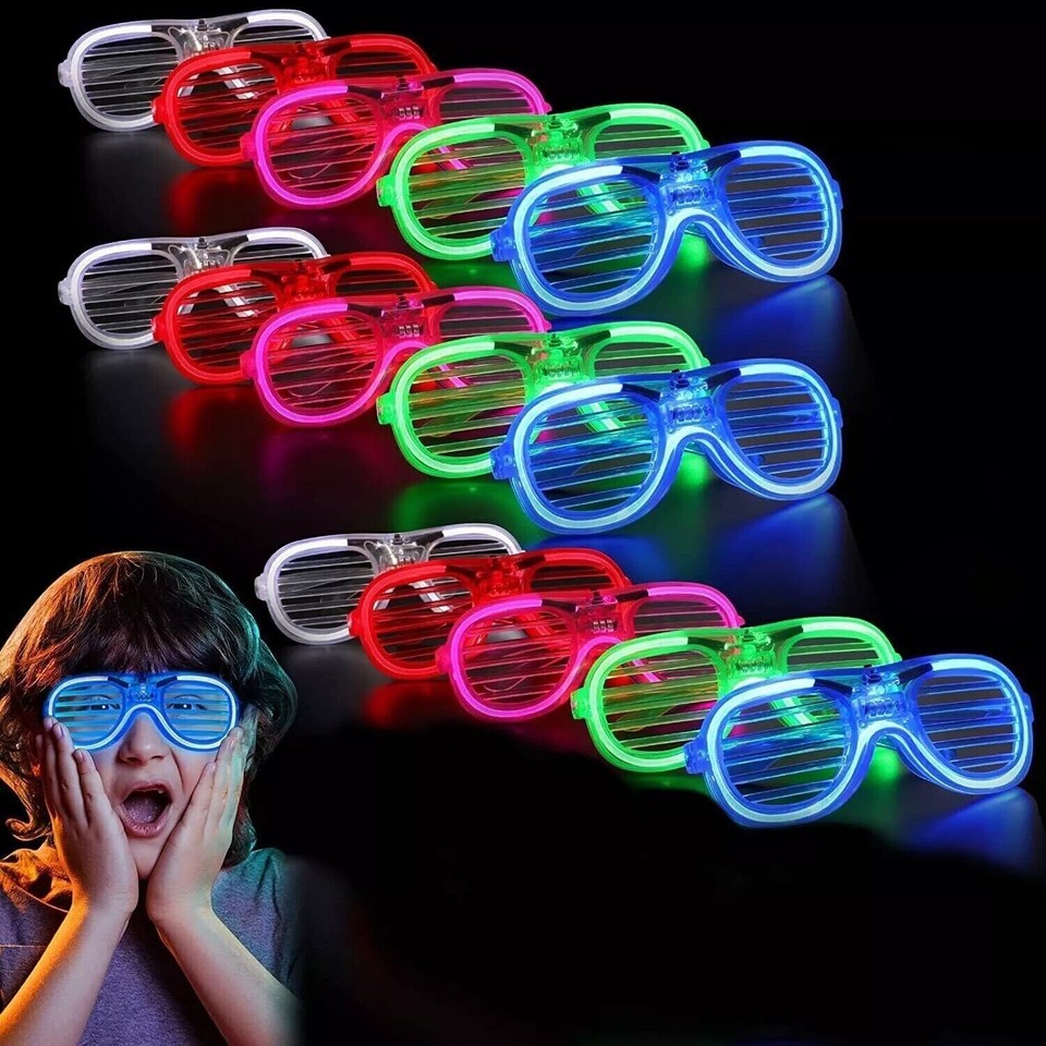 5 -15PCS Flashing Party Glasses LED Light Up Glow Neon Shutter Shades ...