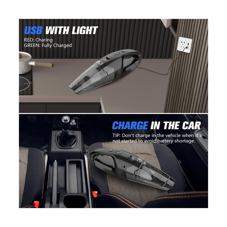 BSRCO Handheld Cordless Vacuum 6kPA Suction LED Light | eBay