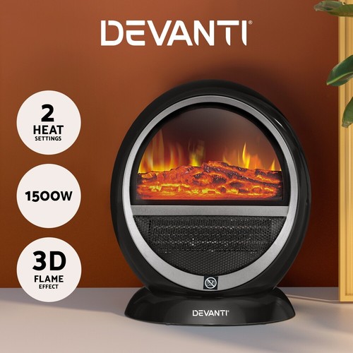 Devanti Electric Fireplace Fire Heater 3D Flame Effect Fan Heaters ...