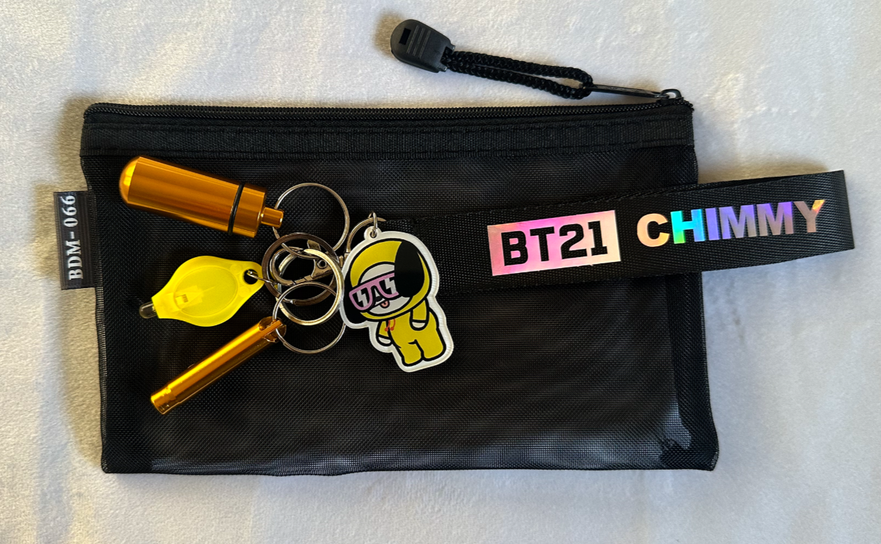 BTS BT21 Chimmy Keychain Bangtan Boys Jimin Wristlet Yellow Black ...