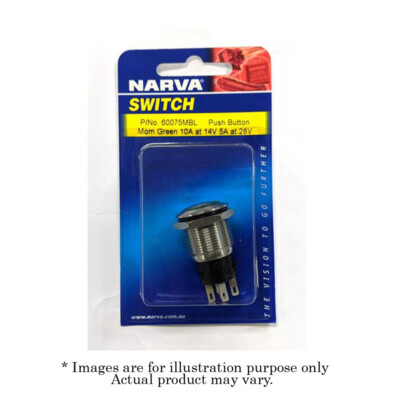 New NARVA Green LED illumination 19mm Momentary Push Button Switch ...