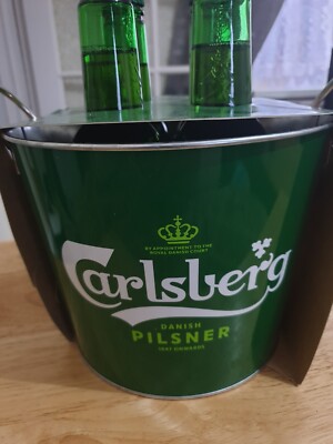 Carlsberg Beer Ice Bucket Tin with Handles 4 Bottles And Bottle Opener ...