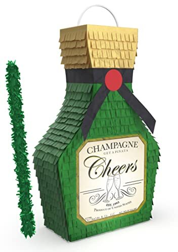 Champagne Pinata with Stick, 17X10 inches, Perfect for New Years 21st ...