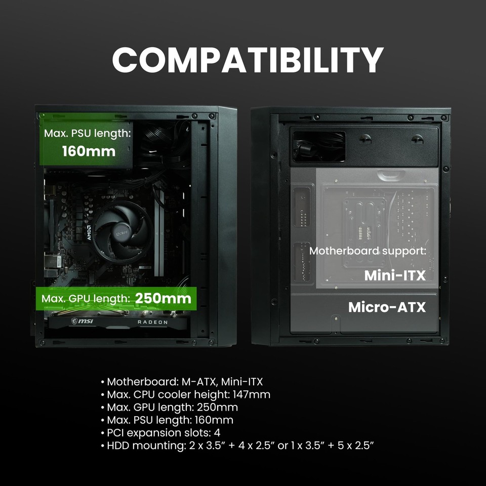 T6 MINI Compact MATX PC Case, Micro ATX Mini ITX SFF SFX HTPC Small ...