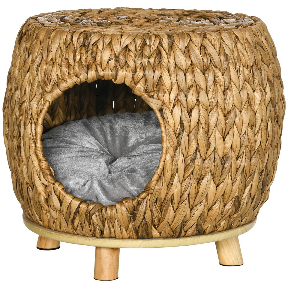 Rattan Cat House Stool, Wicker Kitten Bed for Outdoors and Indoors w ...
