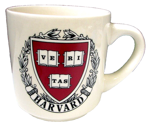 Vintage HARVARD Veritas VE RI TAS Laurel Wreath Shield Logo Coffee Tea ...