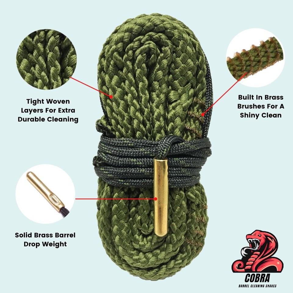 Cobra Barrel Cleaning Snake Gun Cleaning Bore Rope Easy Fast For Rifle ...