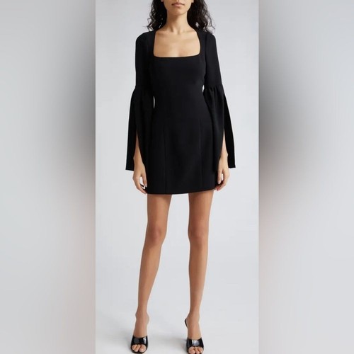 NWOT Cinq à Sept Jace Split Bell Long Sleeve Black Mini Minidress Sz 0 ...