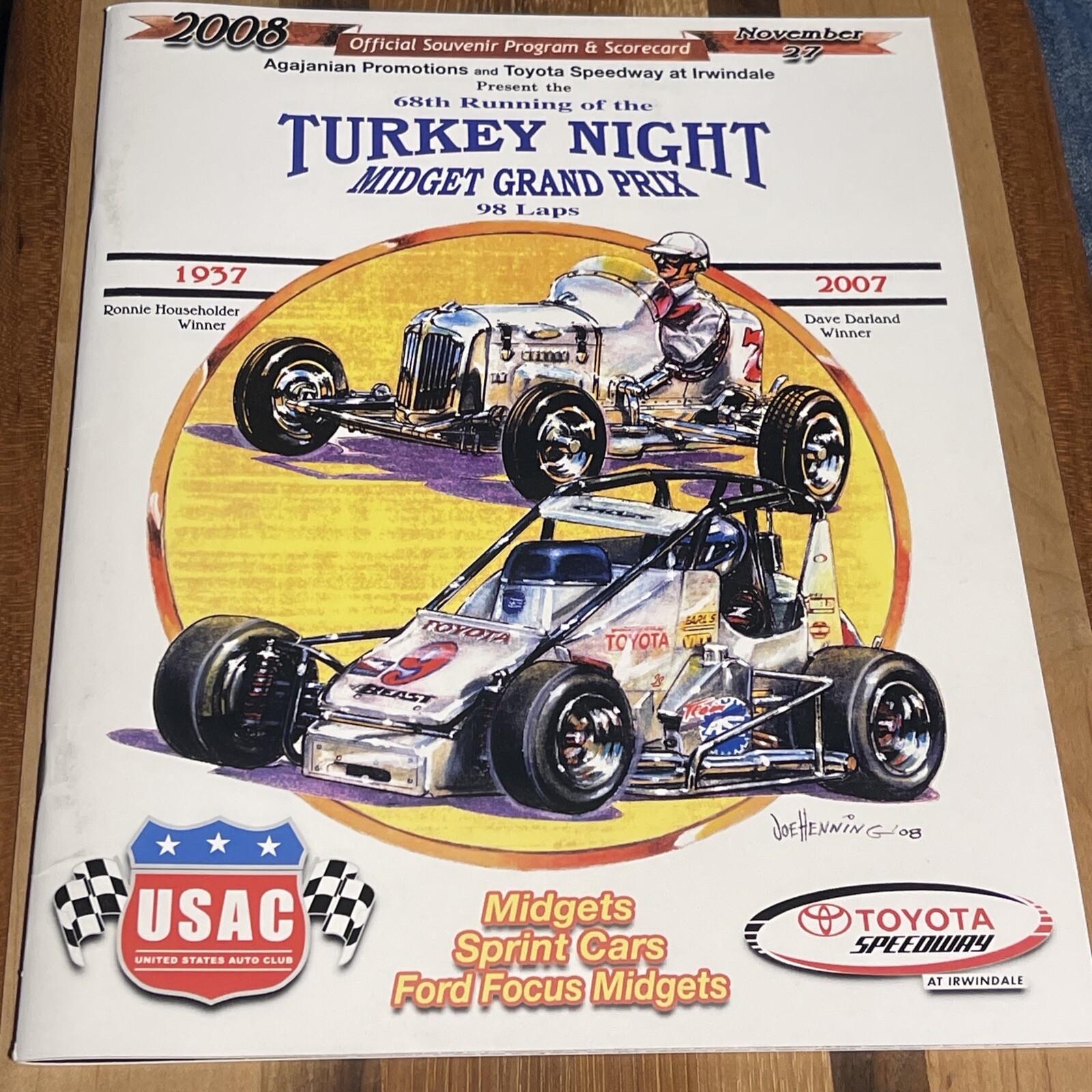 2008 Turkey Night Grand Prix USAC Midget Race Program, Dave Darland ...