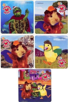 5 x Square Stickers ~ Photo Realistic Wonder Pets Turtle Chick Hamster ...