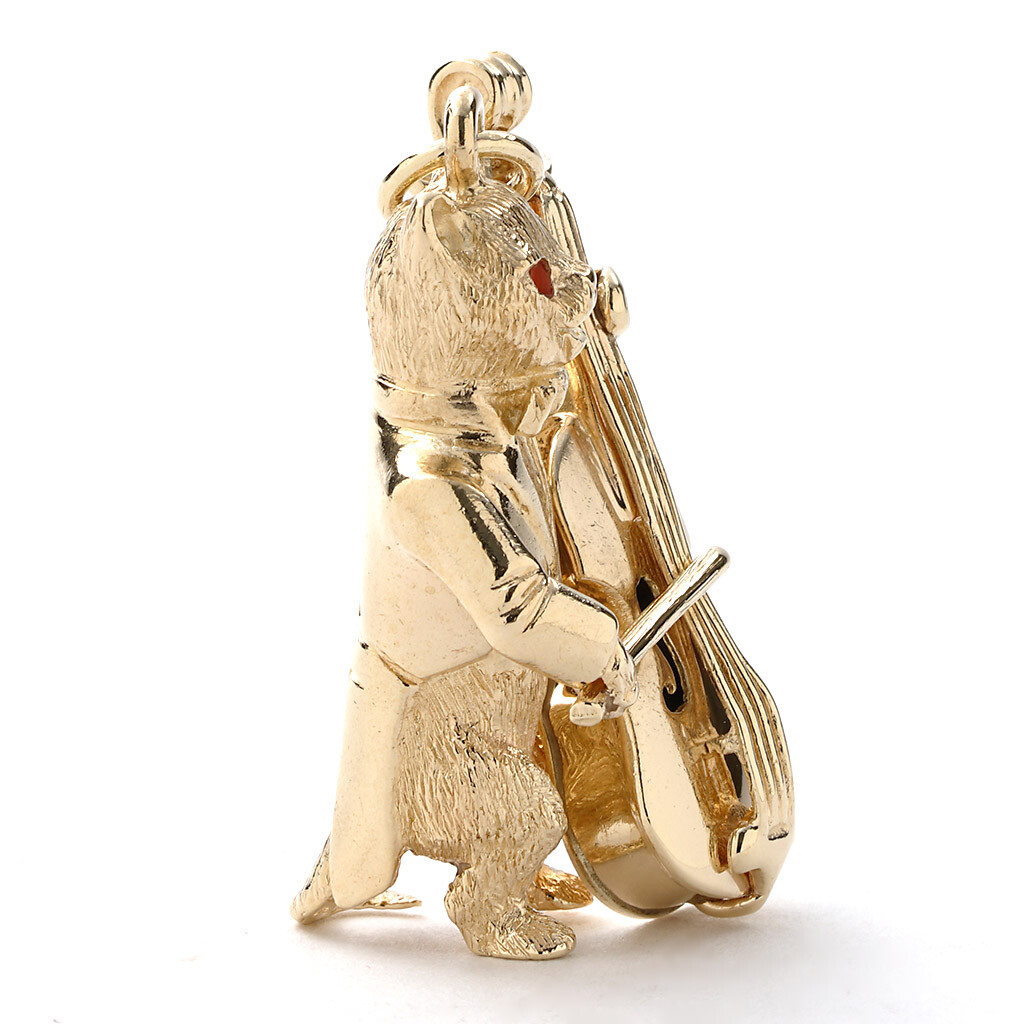 Dankner Vintage Cat Playing Cello Charm 14k Yellow Gold | eBay