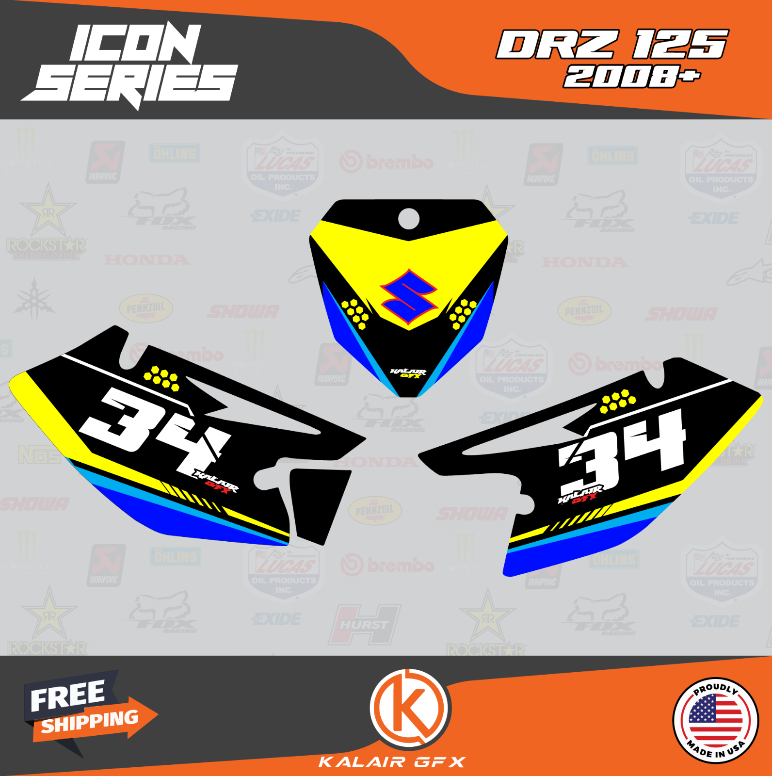 Graphics Decal Kit For Suzuki DRZ125 (2008-2021) DRZ 125 Stickers Icon ...