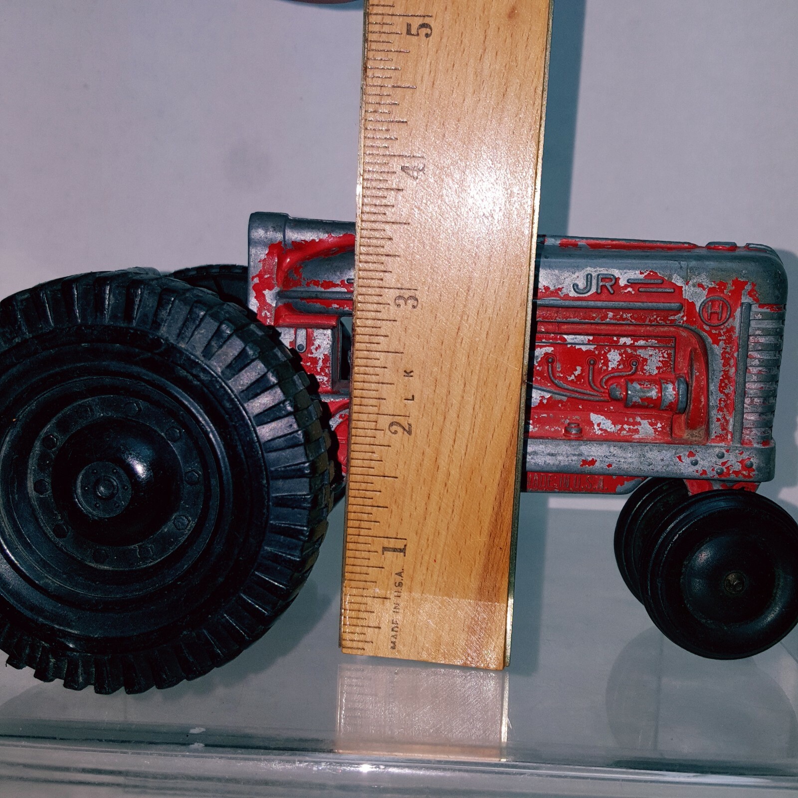 Vintage Hubley Jr Kiddie Toy Tractor Red Orange Diecast Metal Made in ...