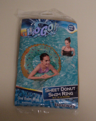 H2OGo Bestway Swim Ring Water Summer Tube Age 10+ Frosted Neon Orange ...
