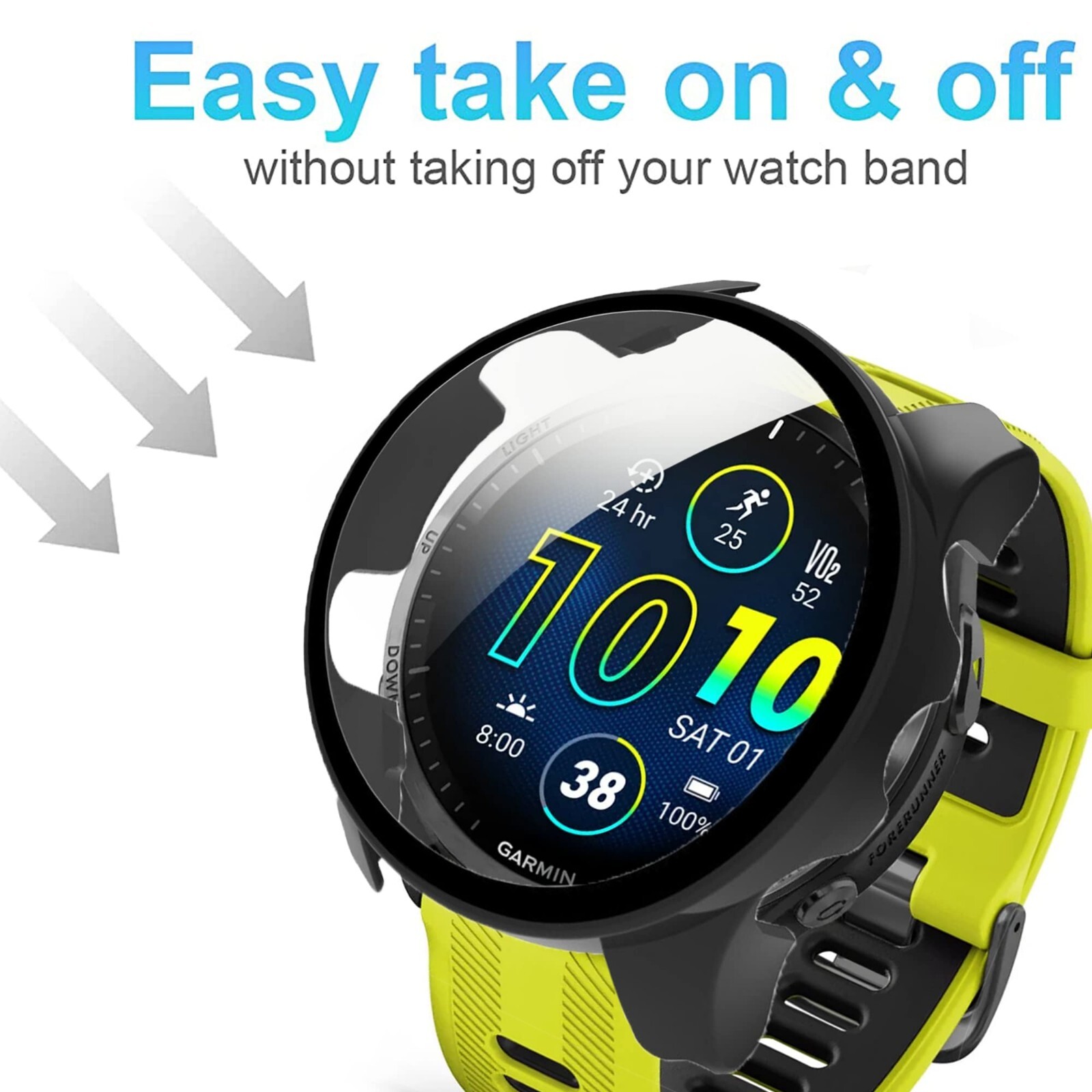 For Garmin Forerunner 265 265S 965 970 570 Case Glass Cover Screen ...