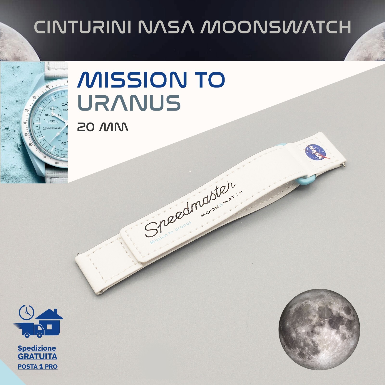 Cinturino MoonSwatch Speedmaster Nasa Strap mission to the moon mars ...