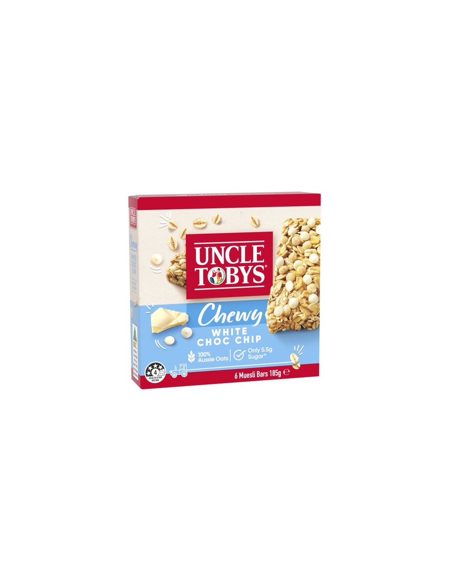 Uncle Toby Logo Uncle Tobys Chewy White Choc Chip 6 Muesli Bars 185g